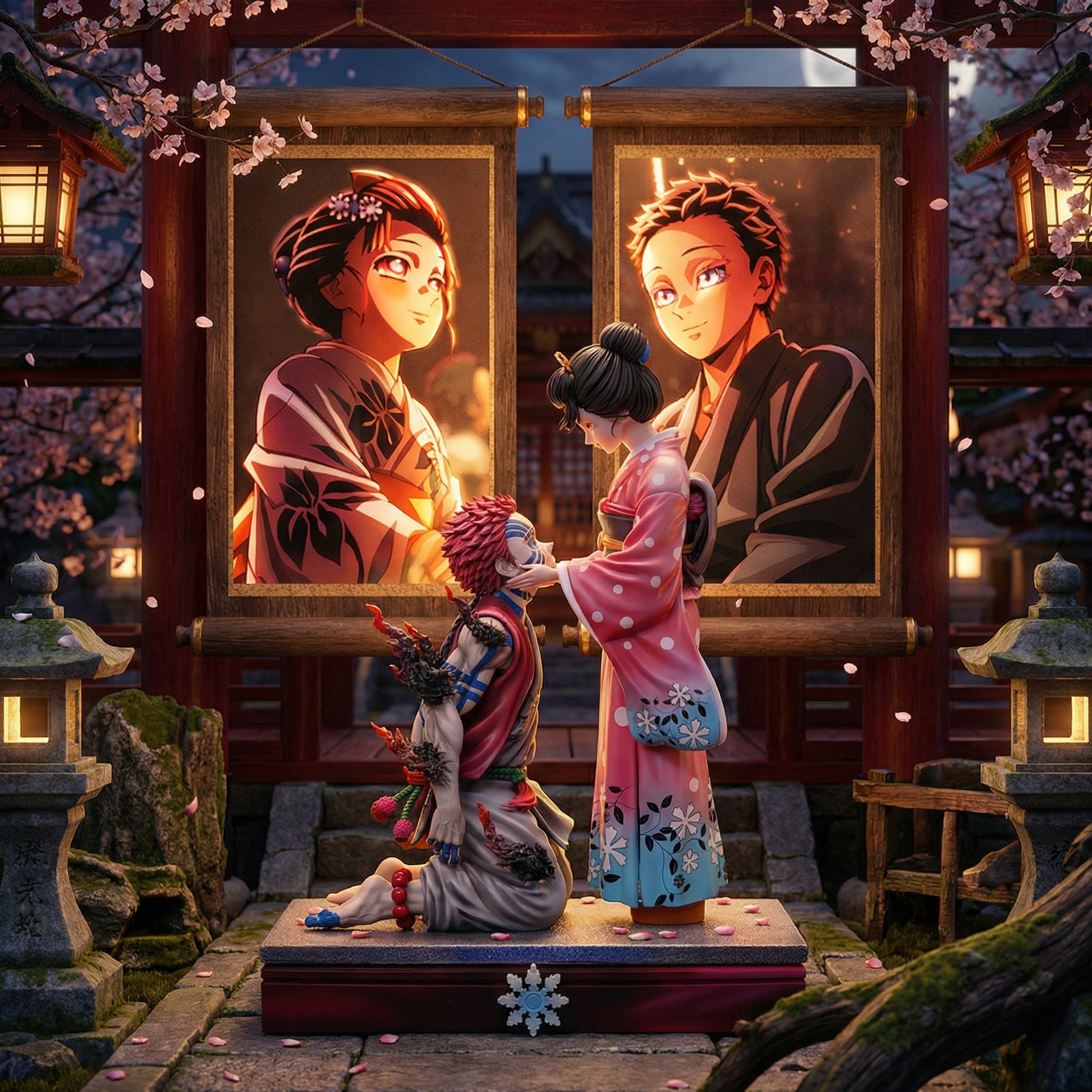 Akaza & Koyuki Emotional Scene GK Statue | Demon Slayer Kimetsu no Yai ...